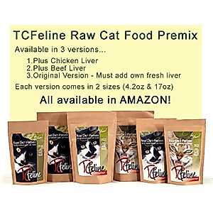 TCfeline RAW Cat Food Premix/Supplement to Make a Homemade, All Natural, Grain Free, Holistic Diet – Original Version with No Liver Egg Free Formula (Regular 14 oz)