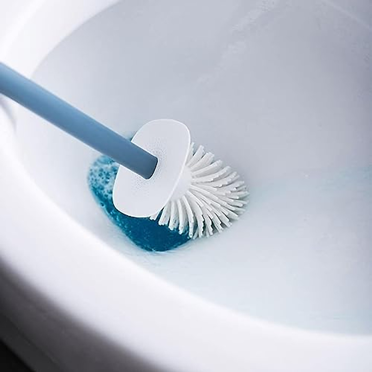 SAAKO Silicone Toilet Bowl Brush Plastic Toilet Brush Home Bathroom Toilet Cleaner Brush with Vent Holder for Bathroom Accessories