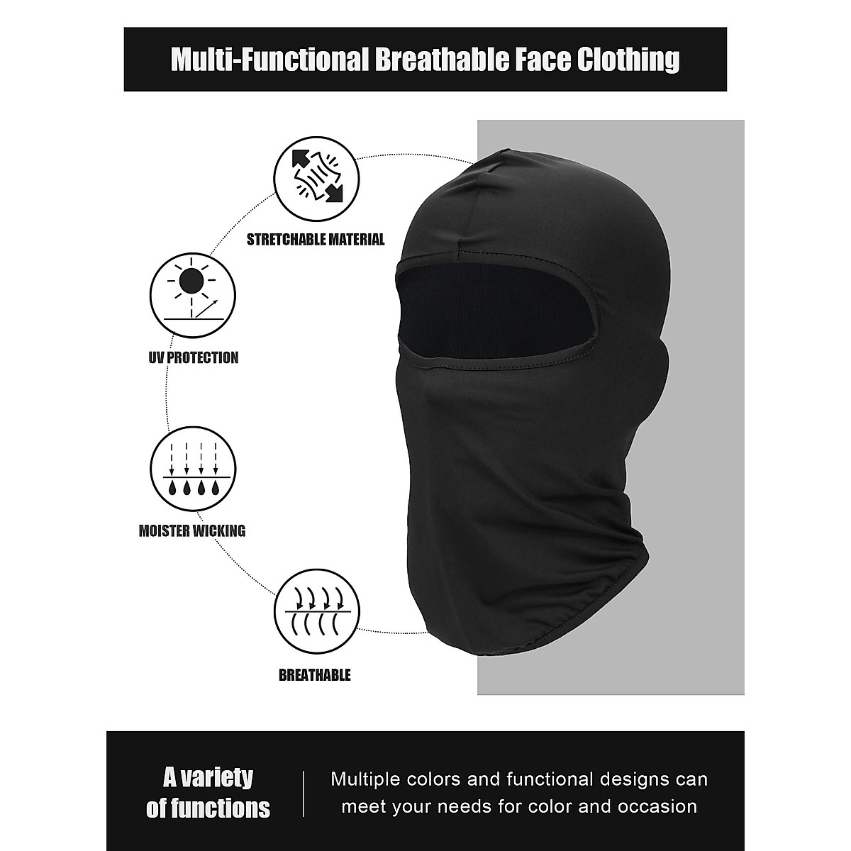 SATINIOR 9 Pcs Ski Mask for Men Full Face Cover UV Sun Protection Cooling Balaclava Neck Gaiter Clothing Scarf Bandana(Solid Colors)