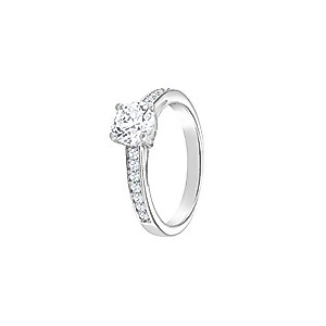 SWAROVSKI Attract Ring, Clear Circle-Cut Crystal with Matching Crystal Pavé on a Rhodium Finish Setting, Size 5, Part of the Attract Collection