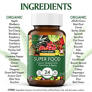 Angel Pure MD Superfood Greens Fruit and Veggies Supplement - USDA Organic Super Greens & Super Reds Vegetable Supplements for Adults - Cruciferous Vegetables Supplement for Immunity & Gut Health