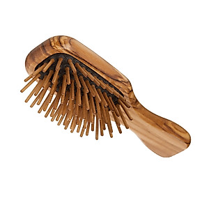 Redecker Walnut Pin Mini Pocket Hairbrush with Waxed Olive Wood Handle, 4-1/2-Inches
