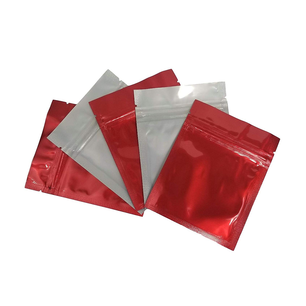 Clear Front Resealable Red Mylar Bags - 5 Mil - 3.5" x 4.5" Zip Seal Heat Sealable Odor Proof Pouch for Herbs Food Vitamins Gummies Snacks Storage Container (100 or 3000) (100)