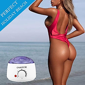 Oakeer Waxing Kit Mini Wax Warmer Painless Hair Removal Body Waxing Designed for Partial Waxing Werewolf Own Waxing at Home,24 Accessories