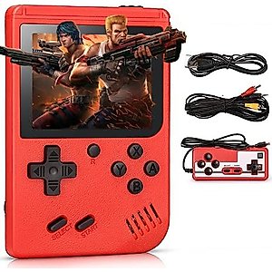 Retro Handheld Game Consoles, Portable Mini Video Game Console with 500 Classical FC Games, 3-Inch Color Screen Support for Connecting TV & Two Players (Red)