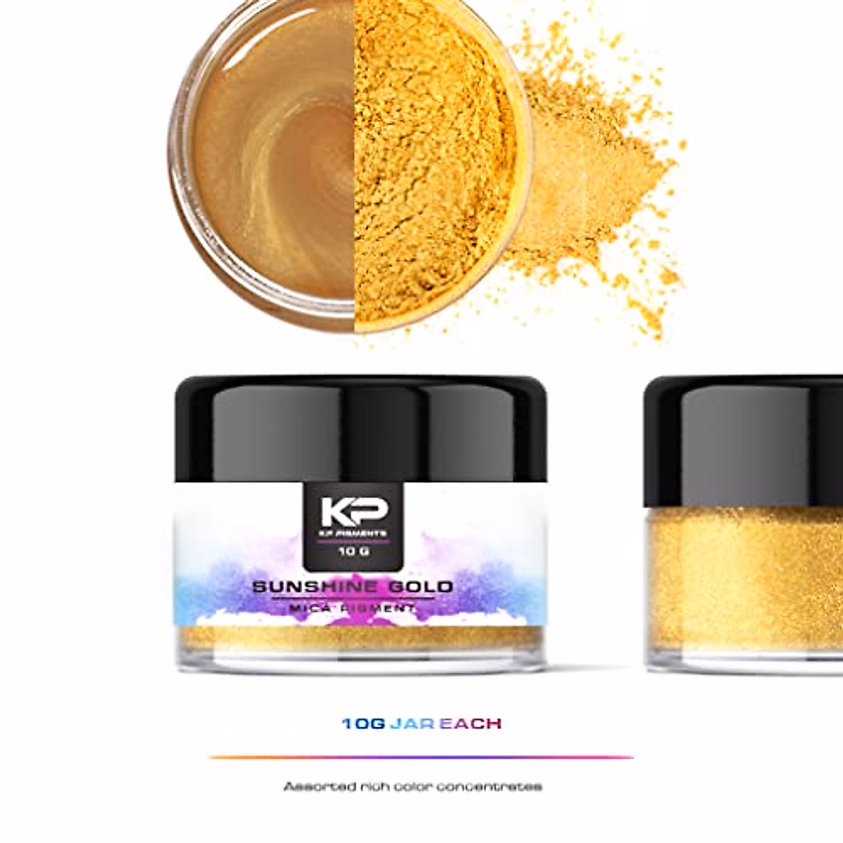 KP Pigments Pearlescent 100% Pure Fine Mica Powder - 24 Color Assortment Naturally Pigmented Multipurpose DIY Arts and Crafts, Dye, Soap Making, Cosmetics, Epoxy Resin, Paint, and More!