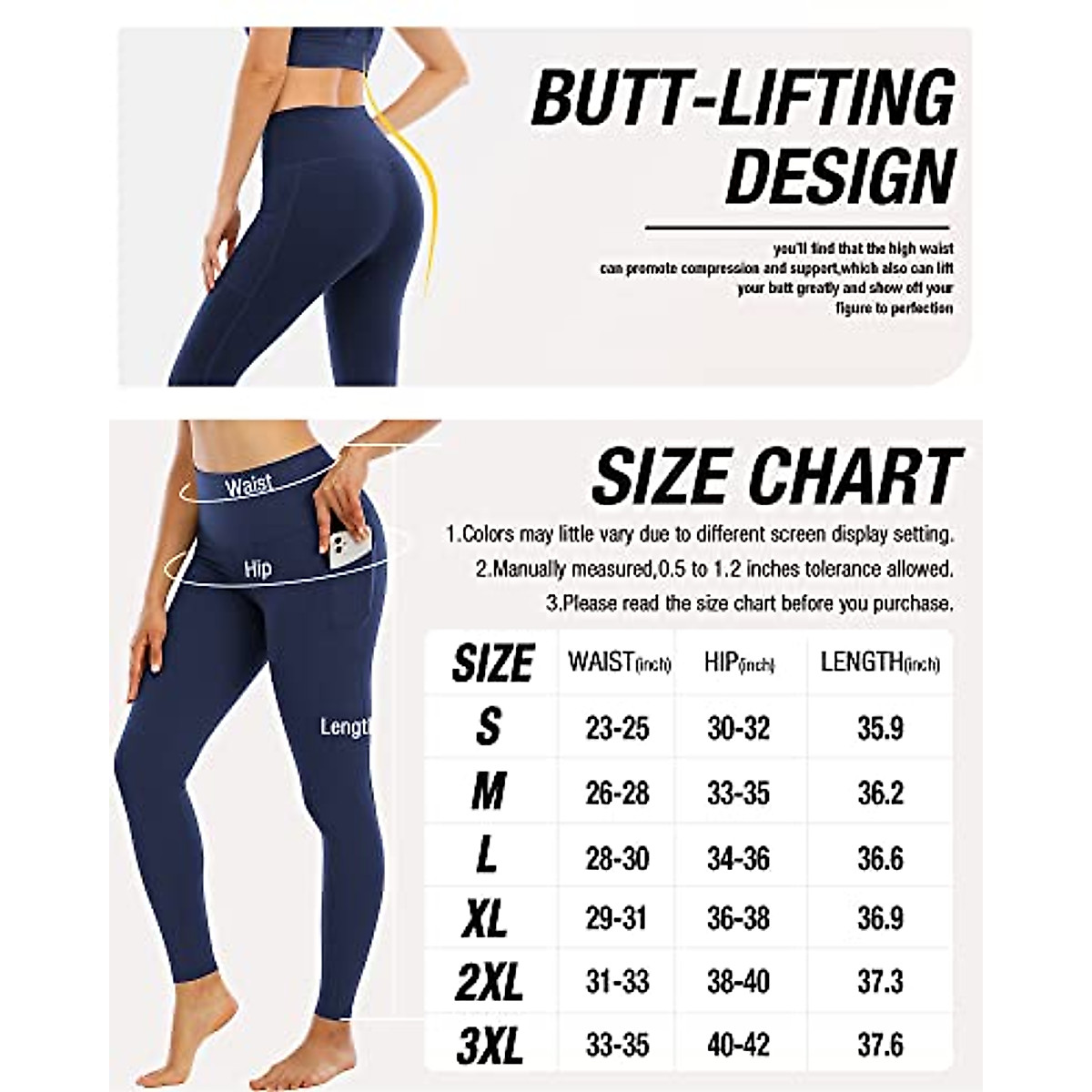 YOUNGCHARM 4 Pack Leggings with Pockets for Women,High Waist Tummy Control Workout Yoga Pants BlackDGrayNavyBurgundy-L