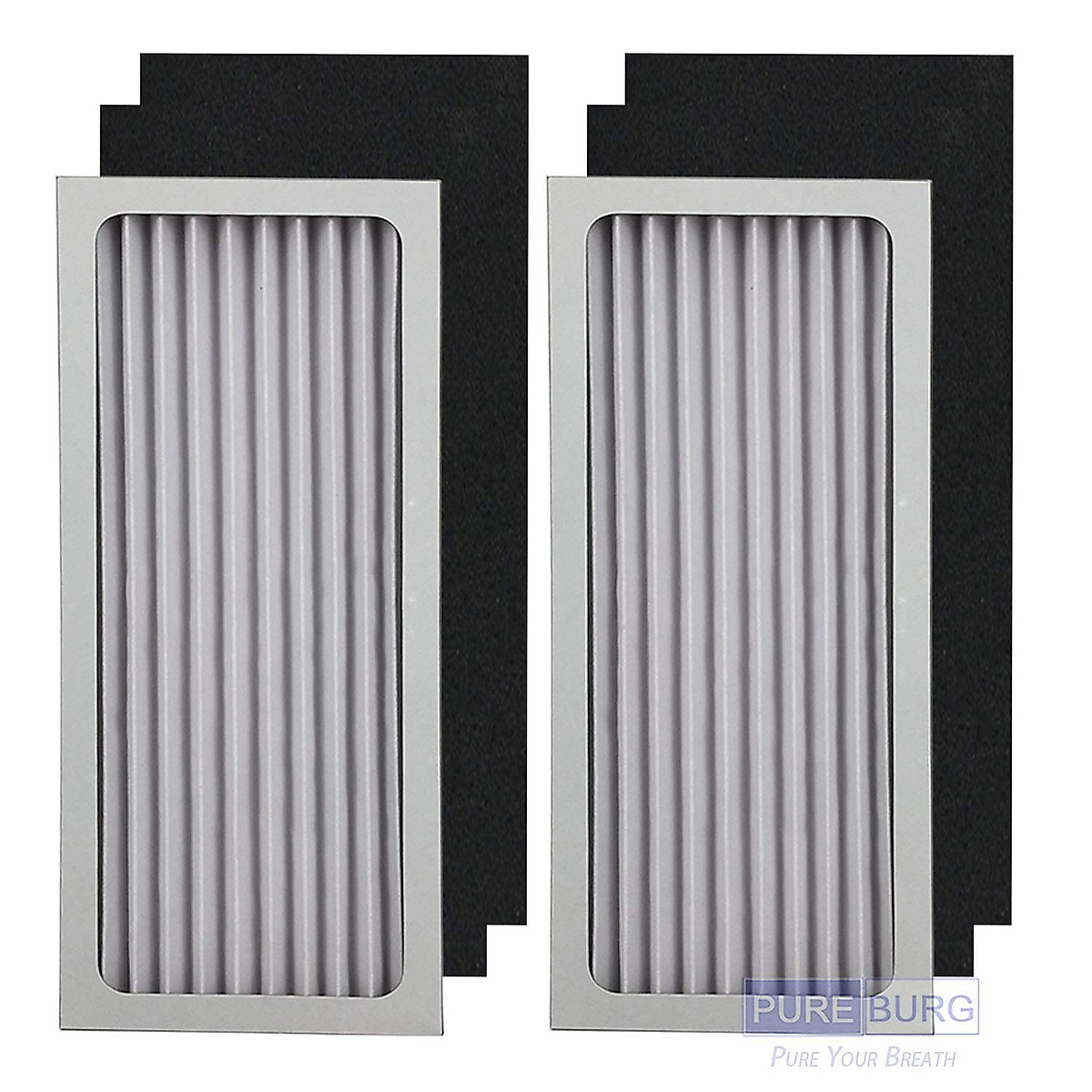 PUREBURG 990051000 Replacement True HEPA Filter Set Compatible with Hamilton Beach TrueAir 04383 04384 04385 04386 Compact Pet Air Purifier,H13 Activated Carbon,2-Pack