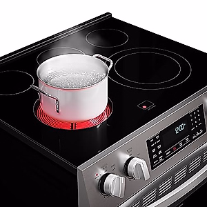 Kenmore Front Control Electric Range Oven with 5 Cooktop Elements with 7 Cooking Power Options, True Convection, Steam and Self Clean, Freestanding Oven, 4.8 cu. ft. Capacity Stainless Steel