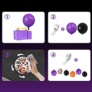 Halloween Decorations Balloon, 124 Pcs Balloons Arch Garland Kit With Spider Webs, Indoor Outdoor Halloween Decor for Birthday Party