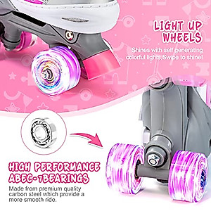 Kuxuan Skates Saya Roller Skates Adjustable for Kids,with All Wheels Light up,Fun Illuminating for Girls and Ladies - Pink M