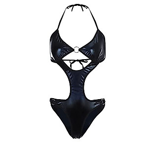 Sexy Leath Lingerie Daily Wearing Shopping Girl Sexy Latex Lingerie for Women for Sex (Black, M)