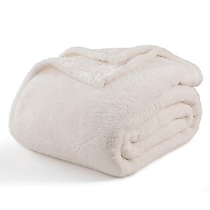 Berkshire Blanket Classic Extra-Fluffy™ Plush Blanket,King Size Bed Blanket,Soft Fuzzy Fluffy Long Hair Blanket for Couch Sofa Bed,Cream,90x108 Inches