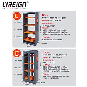 LYREIGN cat40 CNC Tool Rack CNC Tool Holder Storage cart CNC Tool Storage cabinets Large Capacity Tool cabinets CAT40-120CAP