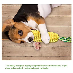 Generic Buddy Dog Chew Toy, Interactive Dog Toys for Agressive Chewers, Chew Toy Cleaning Grinding Teeth, Puppy Durable Squeaky Dog Corn Toy, Yellow
