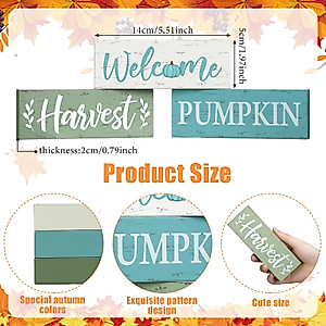 Geetery 3 Pcs Fall Decor, Thanksgiving Table Centerpiece, Welcome Pumpkin Harvest Wooden Block Sign Fall Decorations Farmhouse Autumn Decor for Home Table Office Room