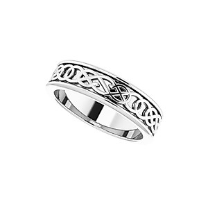 Bonyak Jewelry Sterling Silver 5mm Celtic-Inspired Band Elegant Design, Size 5.5