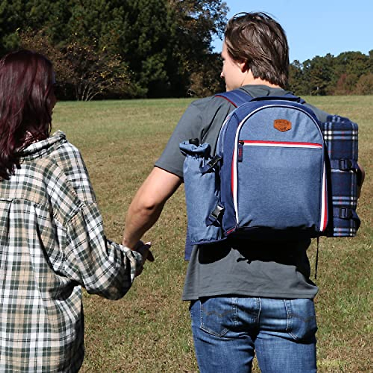 Frolk Picnic Backpack Set for 4 - Picnic Basket Backpack Kit with 4 Cutlery Sets, Cooler Compartment, Wine Holder, Picnic Blanket, 3 Food Storage Containers - Picnic Gift for Men and Women