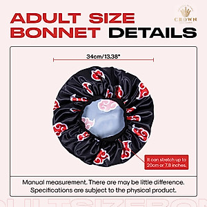 Red Black Cloud Large Bonnet - Silky Design Satin Bonnet With Elastic Soft Bands (Black Red Cloud Bonnet)