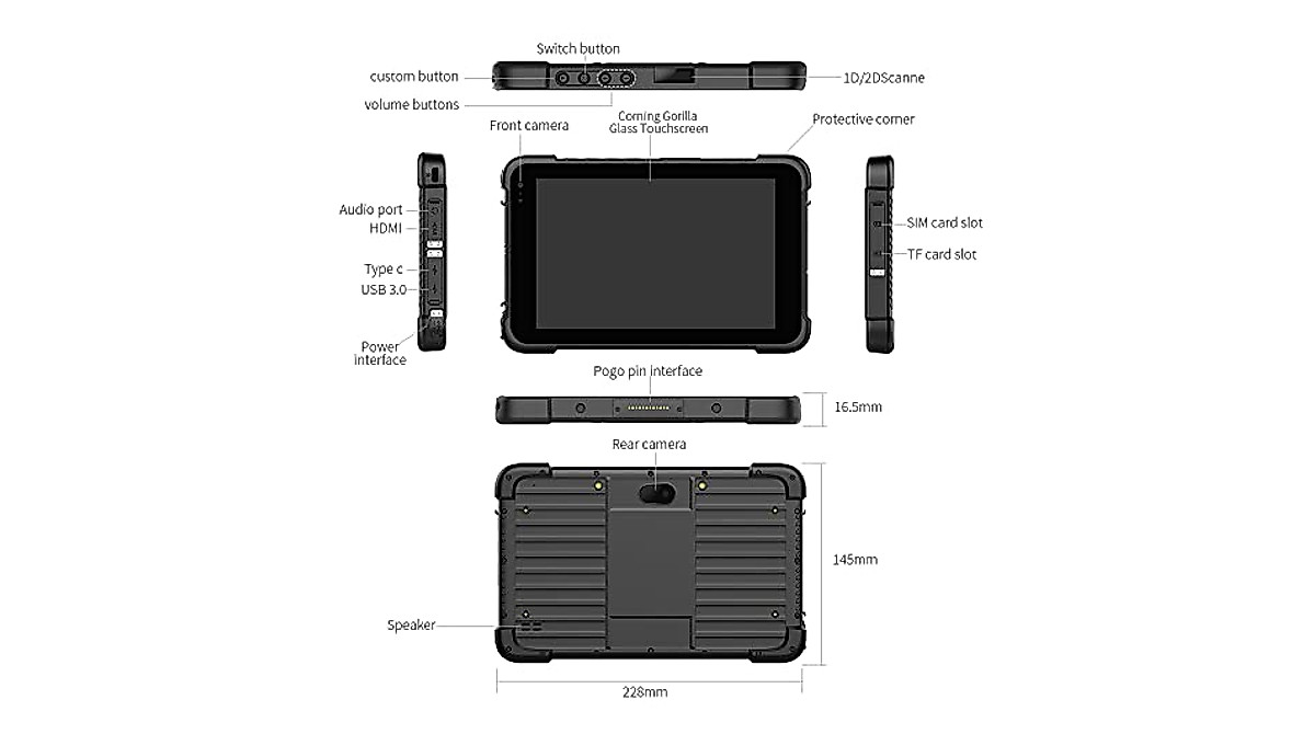 ThinKol 8" Industrial Rugged Tablet for Enterprise Mobile Field Work ...