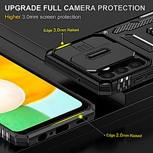 DNTMZIN for Galaxy A13 5G Case,Military Grade Protective Phone Case Cover with Enhanced Metal Ring Kickstand, with Slide Camera Cover,Shockproof Phone Case-Black2-GA13-01