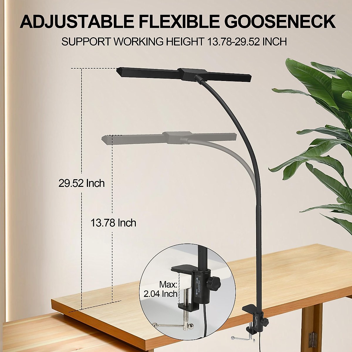 litren Clip On Desk Lamps for Office Home Desk Lights with Clamp with 3 Light Modes,10 Brightness 10W USB Adapter Adjustable LED Clamp Light for Computer Desktop Workbench Monitor Lamp