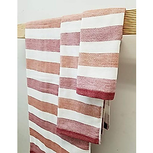 IPPINKA Senshu Japanese Towel, Ultra Soft, Quick-Drying, Two-Tone Stripes, Red (Wash/Face Towel)
