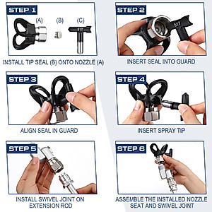 Lanties 8 Pieces Airless Paint Sprayer Gun Tip Extension Pole Rod Set for Airless Spray Gun Painting with Swivel Joint Reversible Spray Tips and Nozzle Tip Guard Protector (8,12,20,30,39 Inches)