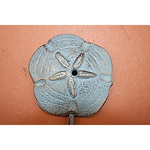 Sand Dollar Design Bath Towel Hooks Bronze-Look 6 3/4 inch Cast Iron, H-88 Set of 2