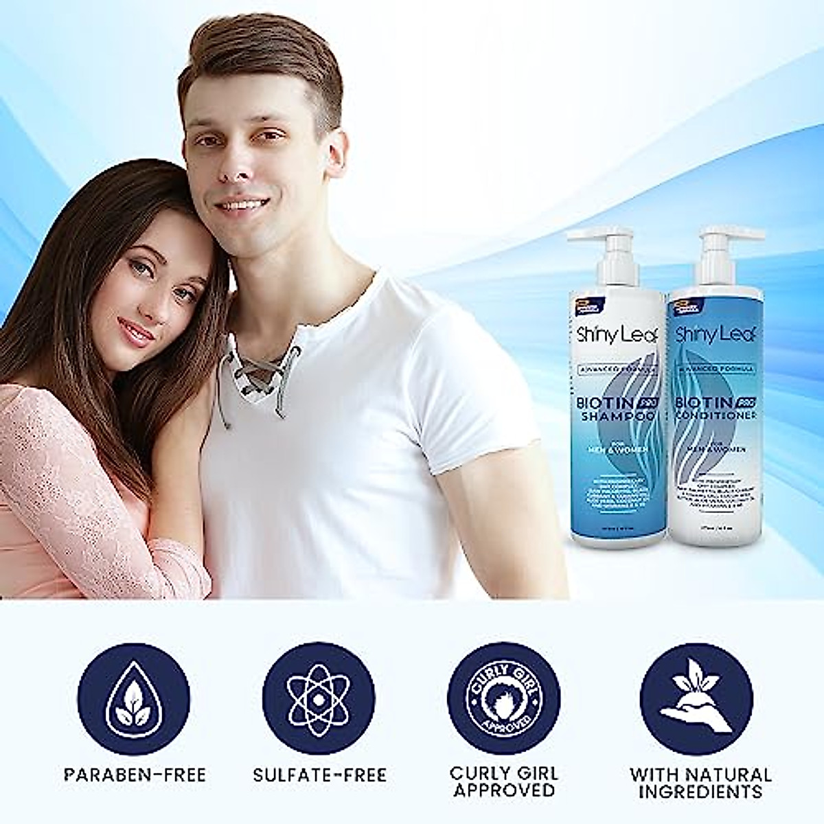 Biotin Hair Growth Shampoo And Conditioner For Women And Men With DHT Blockers, Shampoo and Conditioner For Thinning Hair and Hair Loss, Paraben Free, Sulfate Free, 16 oz. (473 ml) Bottles