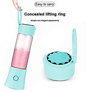 Toycol Portable Blender Mini Personal Juicer Cup Travel Smoothie Maker with Updated 6 Blades,Wireless USB Rechargeable Fruit Juice Mixer with 4000mAh Battery 16Oz for Outdoors,Home,Office,Sports Christmas Gift Blue