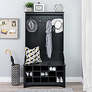 Prepac Hall Tree with Shoe Storage, Black