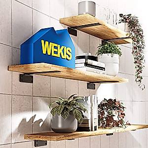 WEKIS Floating Shelf Bracket 12 Inch, Hidden Invisible L Shelves Brackets 6 Pack, Heavy Duty Cast Iron 1/5 Inch Metal Industrial Black Shelf Bracket Hardware Supports, Brackets for Shelves (12 inch )