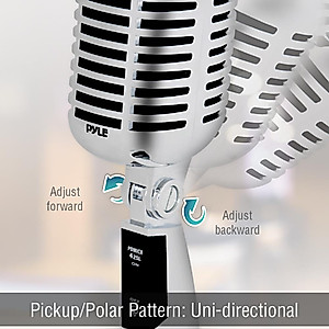 Pyle Classic Retro Dynamic Vocal Microphone + Amazon Basics Adjustable Boom Height Microphone Stand