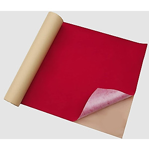 Self Adhesive Felt Fabric, Soft Velvet Drawer Liner,Jewelry Box Felt Liner, DIY Velvet Fabric for Art & Crafts (17.7" x78.7", Red)
