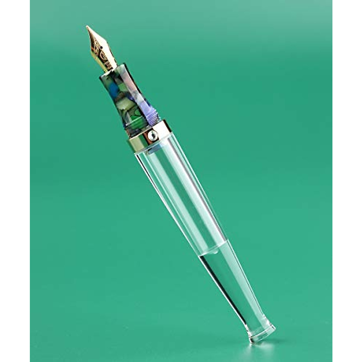 MAJOHN S5 Acrylic Eyedropper Fountain Pen Fine Nib, Transparent Large-Capacity Writing Pen with Metal Box