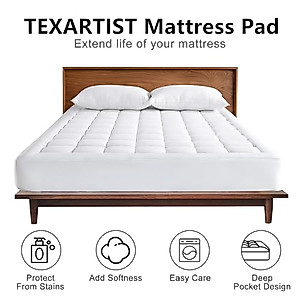 Twin XL Mattress Pad Quilted Fitted Mattress Cover Pillow Top Mattress Topper Breathable Mattress Protector with 8-21 Inch Deep Pocket