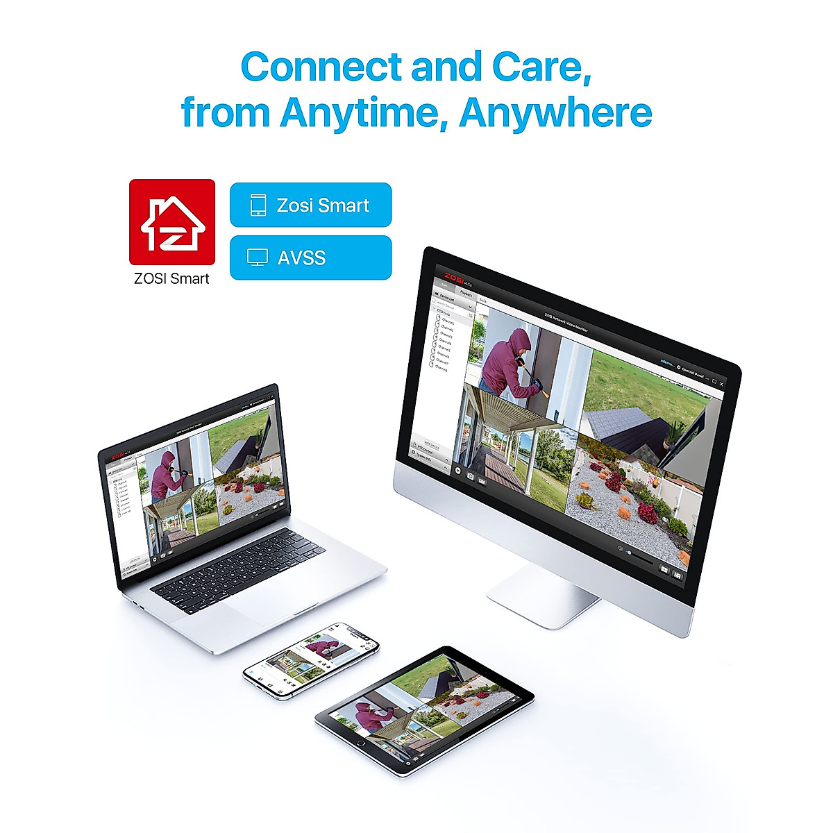 ZOSI 8CH Home Security Camera System Outdoor Indoor,H.265+ 8Channel 1080P DVR with 1TB HDD,8pcs Weatherproof Surveillance CCTV Dome Cameras,Night Vision,Motion Detection,for 24/7 Recording