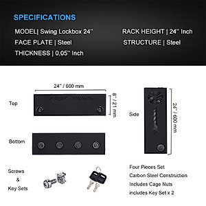 Kenuco Heavy Duty 16 Gauge Steel DVR Security Lockbox with Fan and Swing Open Top (24'' x 21'' x 8'' Black)