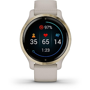 Garmin Venu 2S, Smaller-Sized GPS Smartwatch with Advanced Health Monitoring and Fitness Features, Light Gold Bezel with Tan Case and Silicone Band, (010-02429-01) (Renewed)