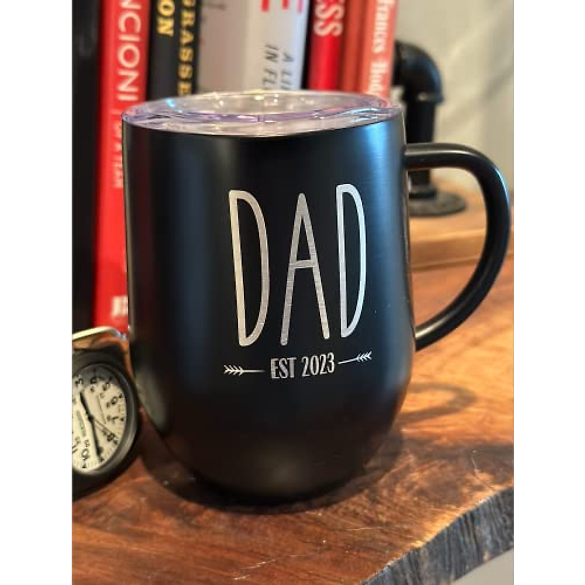 Pregnancy Gift Est 2023- Mom Est 2023 DAD Est 2023 ENGRAVED Stainless Steel Coffee Tumblers - Gift Set for New Parents to Be-Baby Shower Gifts for Parents -Mom and Dad Mugs for Expecting Parents