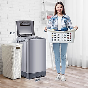 Portable Washing Machine,17.7 LBS Full-Automatic Washer and Dryer Combo,Compact Laundry Washing Machine with Drain Pump,10 Wash Program & 8 Water Level,Low Noise for Apartment Dorm RV Household