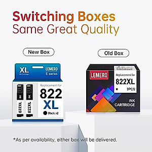 LEMERO 822XL Ink Cartridges Black Remanufactured for Epson 822XL 822 Ink Cartridges Combo Pack for Workforce Pro WF-3820 WF-4830 WF-4820 WF-4833 (2 Black for Epson 822XL Ink Cartridges Black)