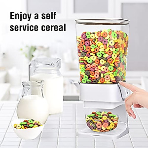 Mivvosakuki Double Cereal Dispenser Countertop Large Cereal Containers Storage Dispenser For Pantry Dry Food Dispenser Countertop Rice Candy Dispenser Machine For Snack,Nuts, Granola(White,2PC)