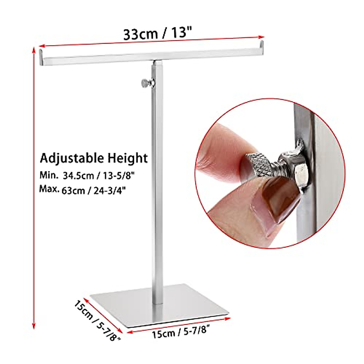 JUXYES Stainless Steel Towel Rack T-Shape Hand Towel Holder Stand, Height Adjustable Hand Towel Holder Rack for Bathroom Vanity Countertop, Brushed Finish