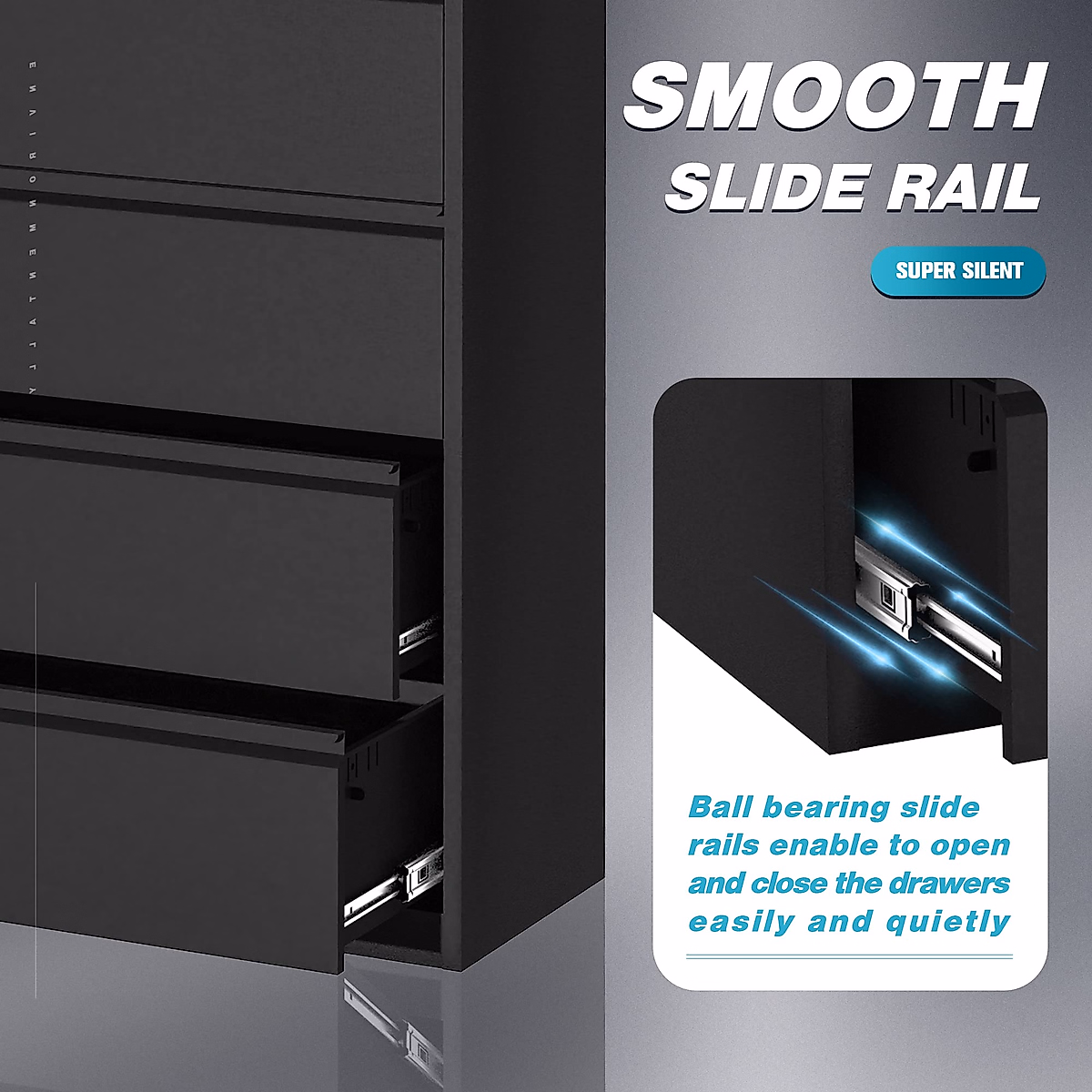 Aobabo Metal Lateral File Cabinet with Lock,Large Deep Drawer with Adjustable File Bars for Office,Home,35.43 Inches Wide for Letter/Legal A4 Size Drawer,Assembly Required (Black,4 Drawer)………