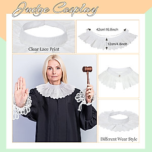 3 Pieces Lace Collar and Cuff Set Halloween Costume Detachable Ruffle Dickey Collar Fake Pleated Blouse Collar Floral Lace Wrist Cuff False Sleeves for Women Dress Cosplay