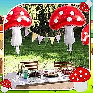 xinglong 8 Pcs Mushroom Foil Balloons Supplies for cartoon themed party Forest Plant Thanksgiving Autumn Harvest Baby Shower Home Outdoor decoration (Red)