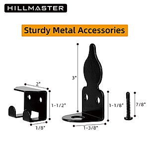 HILLMASTER 18" Heavy Duty Cane Bolt Gate Drop Rod for Wood Fence, Steel Drop Bolts Cane Bolt Hardware for Wooden Gater and Holding Doors, Black Finish