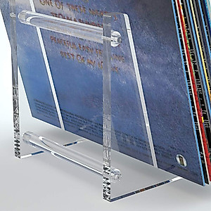 NIUBEE Clear Vinyl Record Stand Holder for Desktop Album Storage, Acrylic Vinyl Record Shlef Display 50 LPs